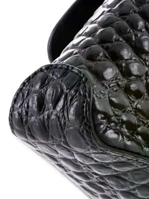 Balenciaga Crocodile Embossed Leather Shoulder Bag