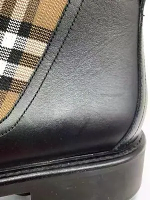 Burberry Leather Check Detail Chelsea Boots