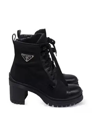 Prada Re-nylon Lace-up Ankle Boots - Black