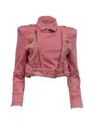 Balmain Belted Cropped Denim Jacket