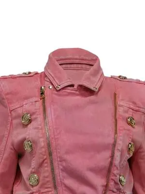 Balmain Belted Cropped Denim Jacket