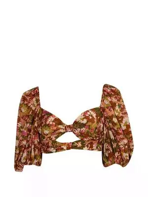 Zimmermann Floral-print Crop Top - Brown