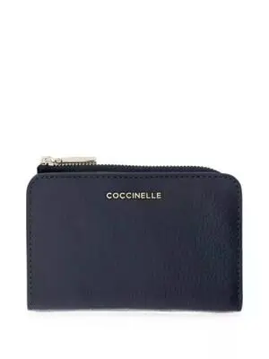 COCCINELLE Small Metallic Logo-print Leather Wallet - Blue