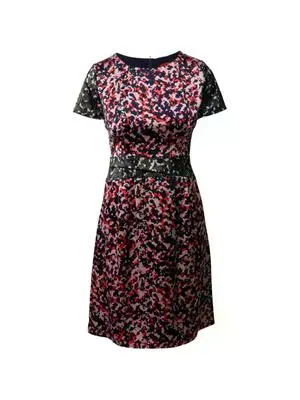 BOSS Camouflage Print Round Neck Short Sleeve Dress
