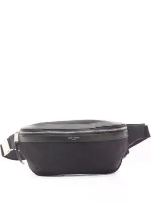 Saint Laurent 2010s Leather-trim Belt Bag - Black