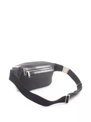 Saint Laurent Canvas Leather Trim Belt Bag - Black