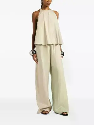 Liviana Conti Hope Halterneck Pleated Top - Neutrals