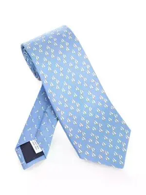 FERRAGAMO Sailboat-print Tie - Blue