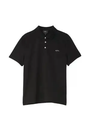 A.p.c. Logo-print Cotton Polo Shirt - Black