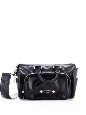 LOUIS VUITTON Keepall Cargo Bandouliere Bag Calfskin With Monogram Leather 25 Travel Bag - Black