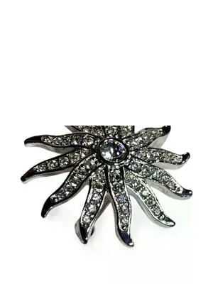 SWAROVSKI Crystal Sunburst Brooch - Silver
