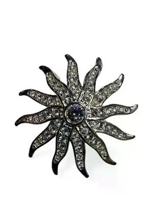 SWAROVSKI Crystal Sunburst Brooch - Silver