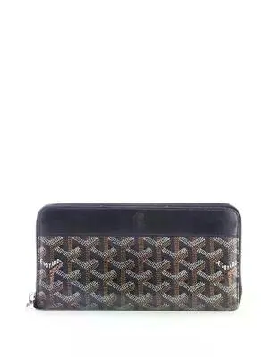 Goyard Matignon Zip Wallet Coated Canvas With Leather Small Wallets - Black