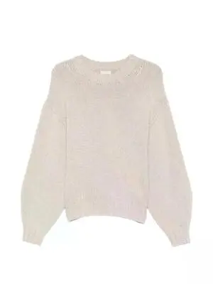 Khaite Ribbed Knit Balloon Sleeve Sweater - Neutrals