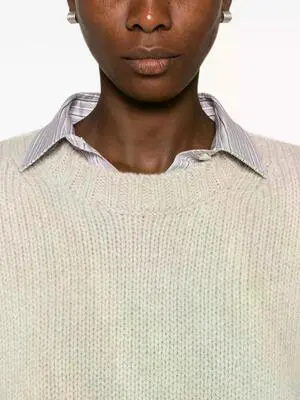 Khaite Ribbed Knit Balloon Sleeve Sweater - Neutrals