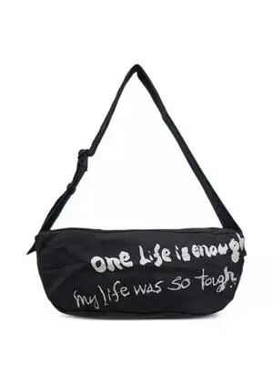 Y’s Graphic Print Box Shoulder Bag - Black