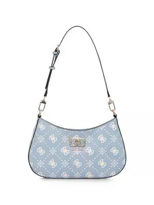 Guess Emelie Monogram-print Logo-plaque Shoulder Bag - Blue