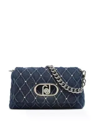 Liu Jo Medium Quilted Denim Shoulder Bag With Rhinestone Embellishments - Blue