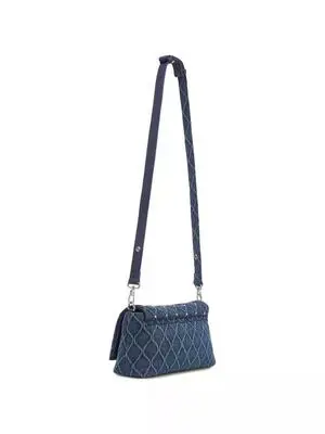 Liu Jo Medium Quilted Denim Shoulder Bag With Rhinestone Embellishments