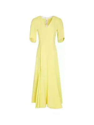 Marni Pleated Stretch-crepe Midi Dress - Yellow