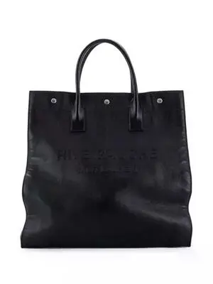 Saint Laurent Rive Gauche Shopper Leather Tall Tote Bag - Black