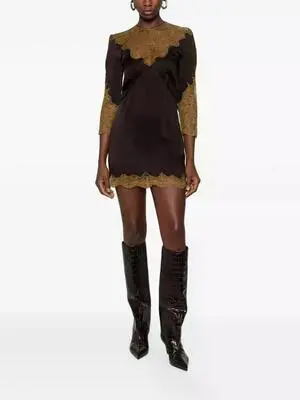 Attico Lace-trim Mini Dress - Brown