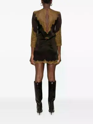 Attico Lace-trim Mini Dress - Brown
