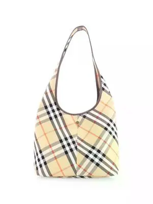 Burberry Shoulder Bag Vintage Check Canvas Small Hobo Bag - Brown