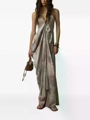 ELYWOOD Gradient Draped Asymmetrical Maxi Dress