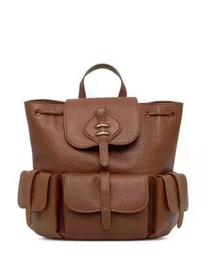 COCCINELLE Medium Mavery Grainy Leather Drawstring Backpack - Brown