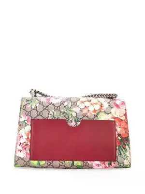 Gucci Padlock Blooms Print Gg Coated Canvas Shoulder Bag - Pink