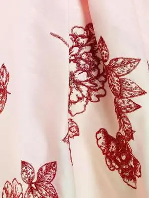Marchesa Strapless Sweetheart Neck Maxi Dress With Floral Embroidery