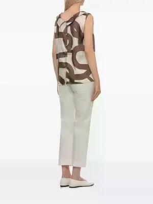 EMME Geometric Print Cowl Neck Sleeveless Blouse