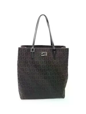 Fendi Zucchino Ff Logo Plaque Tote Bag