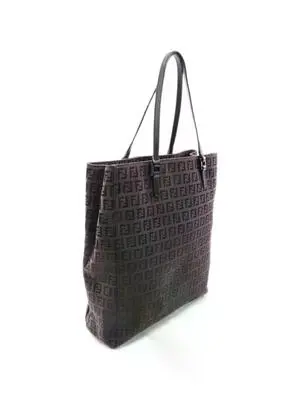 Fendi Zucchino Ff Logo Plaque Tote Bag