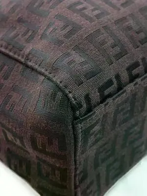 Fendi Zucchino Ff Logo Plaque Tote Bag