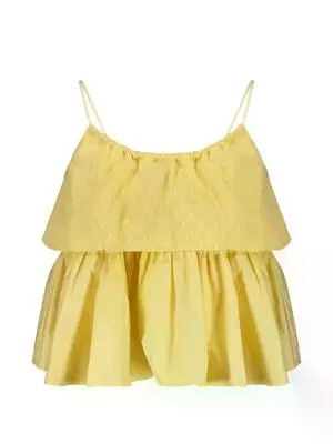 Red Valentino Tie-front Tiered Spaghetti Strap Top