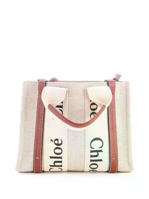 Chloé Woody Canvas With Leather Small Tote Bag - Brown