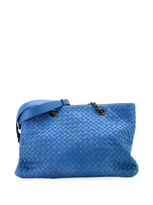 Bottega Veneta Double Chain Intrecciato Nappa Medium Tote Bag - Blue
