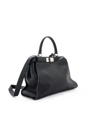 Fendi Selleria Peekaboo Rigid Leather Satchel - Black