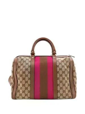 Gucci Vintage Web Boston Bag Gg Canvas Medium Satchel - Brown