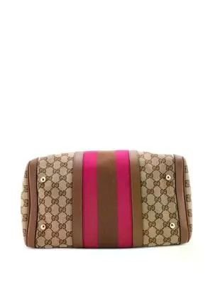 Gucci Vintage Web Boston Bag Gg Canvas Medium Satchel - Brown