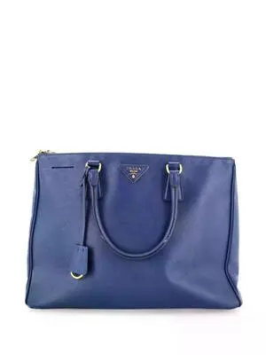 Prada Double Zip Lux Saffiano Leather Large Tote Bag - Blue