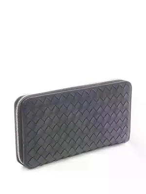 Bottega Veneta 2010s Intrecciato Zip-around Wallet - Black