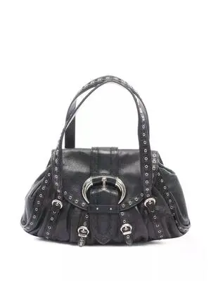 Dior Eyelet Lizard-embossed Leather Shoulder Bag - Black