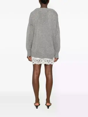Ermanno Scervino Cashmere Lace Trim Mini Dress