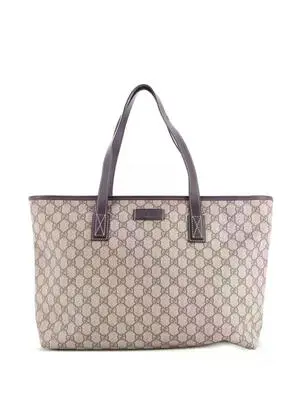 Gucci Gg Coated Canvas With Leather Medium Tote Bag - Brown