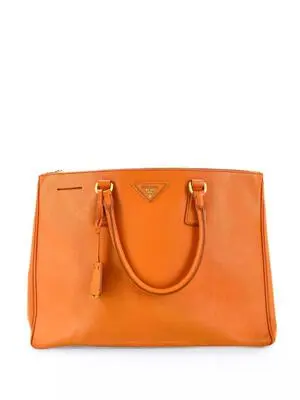 Prada Double Zip Lux Saffiano Leather Large Tote Bag - Orange