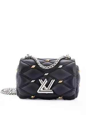 LOUIS VUITTON Go-14 Handbag Studded Malletage Leather Shoulder Bag - Black