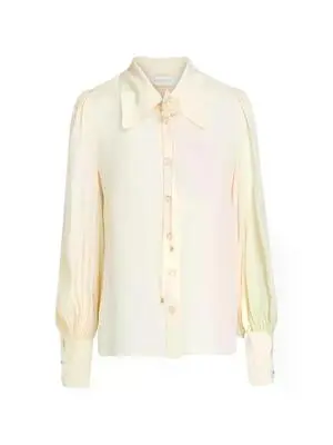 Zimmermann Floral-appliqué Crepe De Chine Shirt - Neutrals